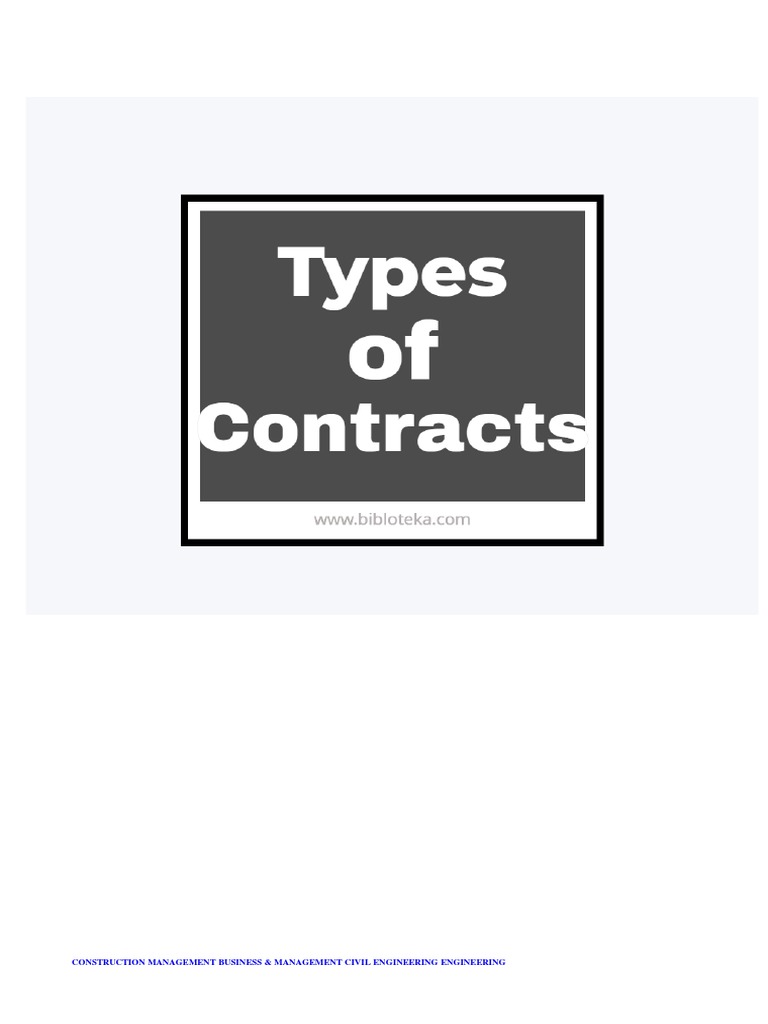 Different Types of Contracts FIDIC Contracts EPC Contracts | PDF