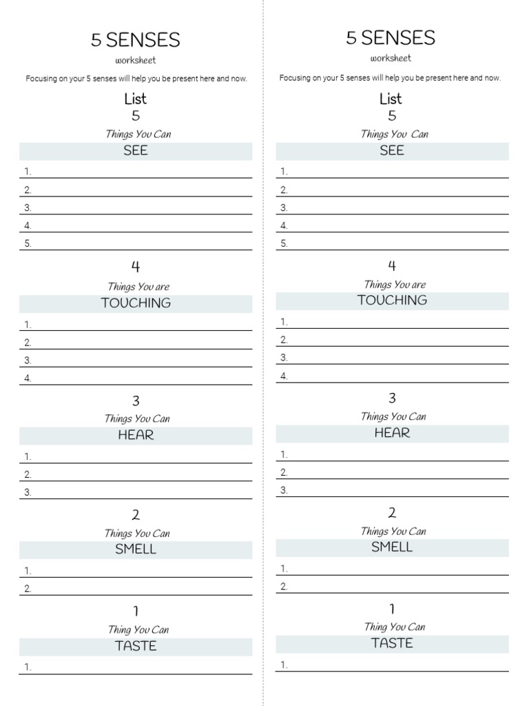 5 senses worksheet | PDF