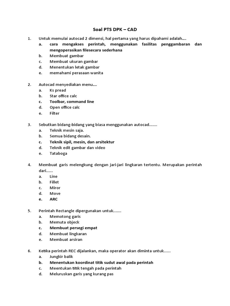 Soal DPK CAD | PDF