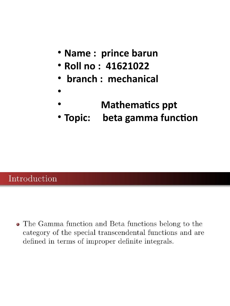 Beta Gamma Function in Mathematics | PDF