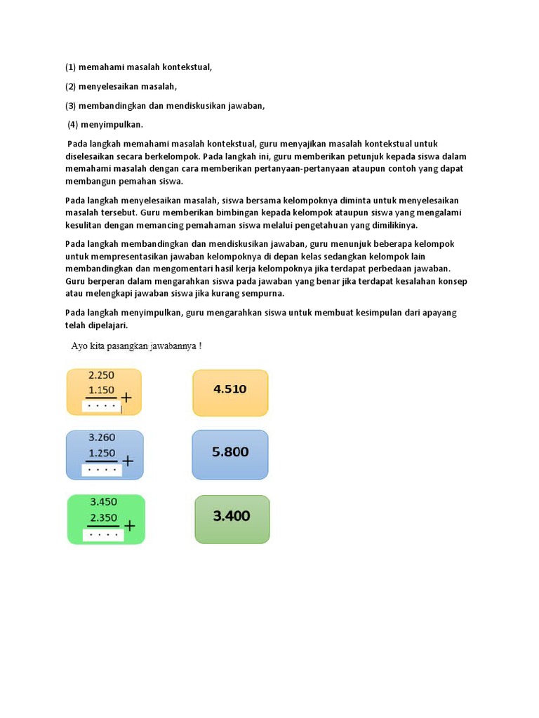 Sintaks Model Pembelajaran RME | PDF | Karier & Perkembangan