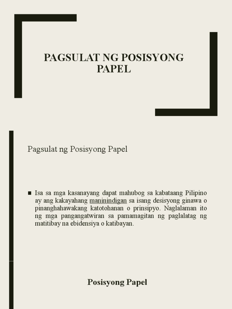 Pagsulat Ng Posisyong Papel | PDF