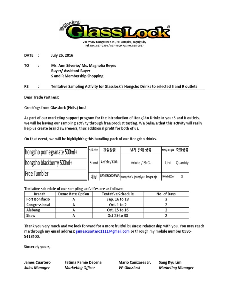 letter for sampling activity s and R | PDF