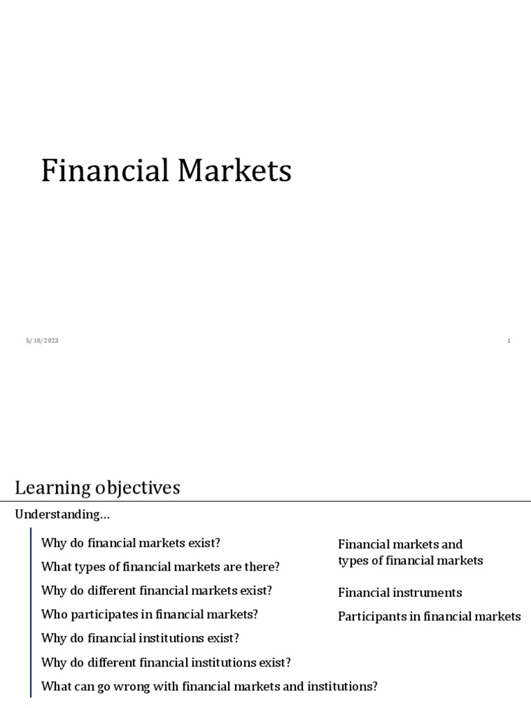 Topic 3-Financial Markets | PDF | Bonds (Finance) | Derivative (Finance)