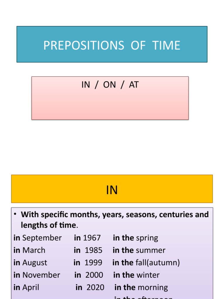Prepositions of Time | PDF