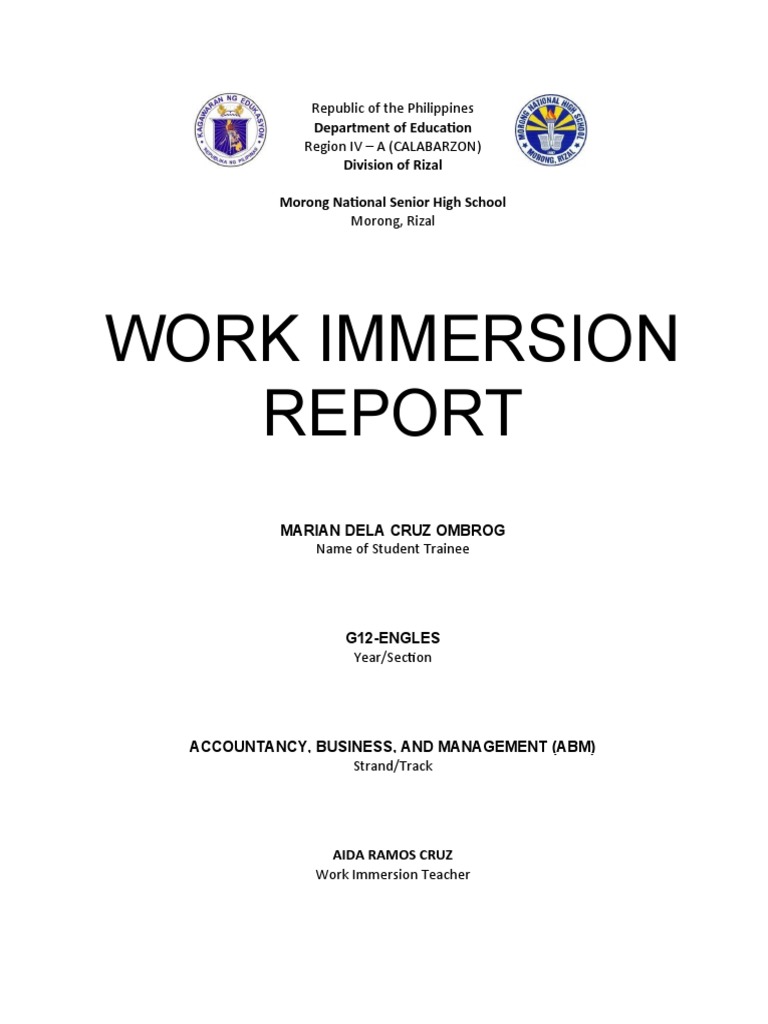 Work Immersion Portfolio Templatee | PDF | Job Interview | Curriculum
