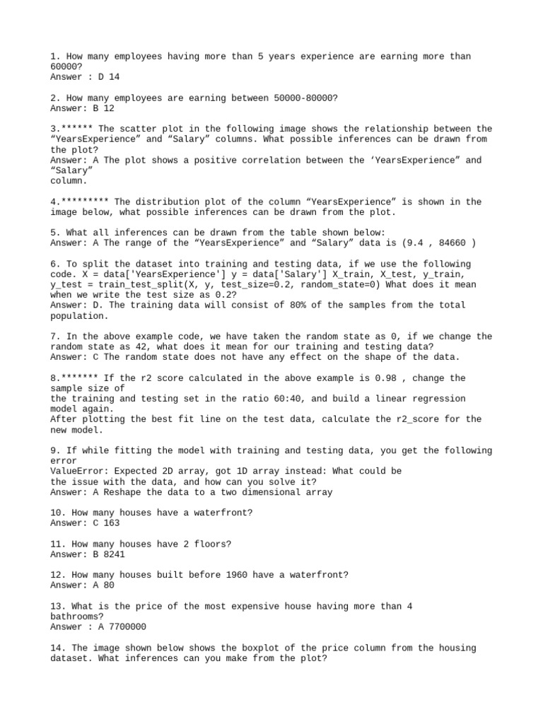 Linear Regression - Answers - Aravind | Download Free PDF | Statistics | Statistical Analysis