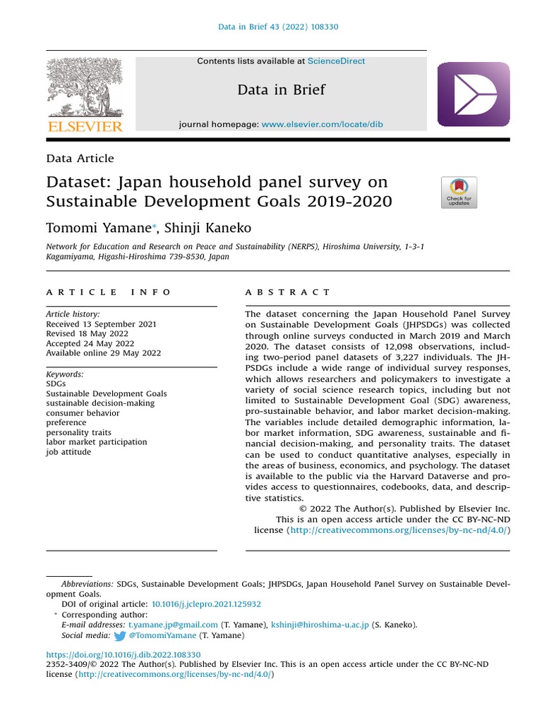 Dataset_ Japan household panel survey on Sustainable Development Goals ...