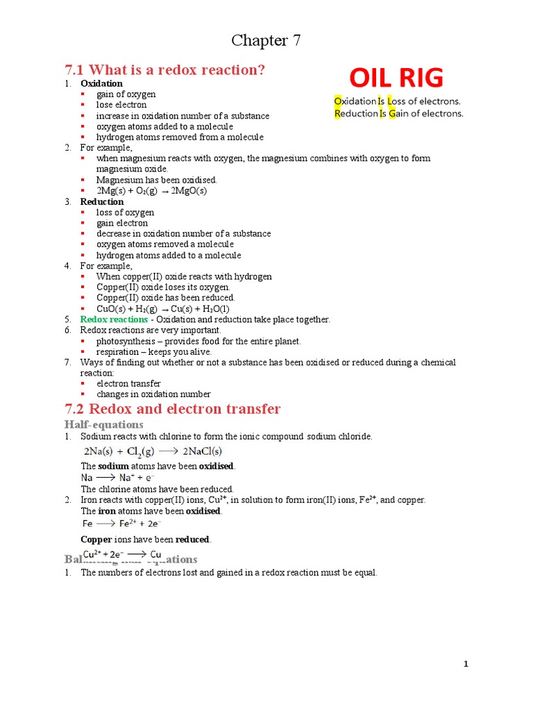 Understanding Redox Reactions and Oxidation Numbers | PDF | Redox ...