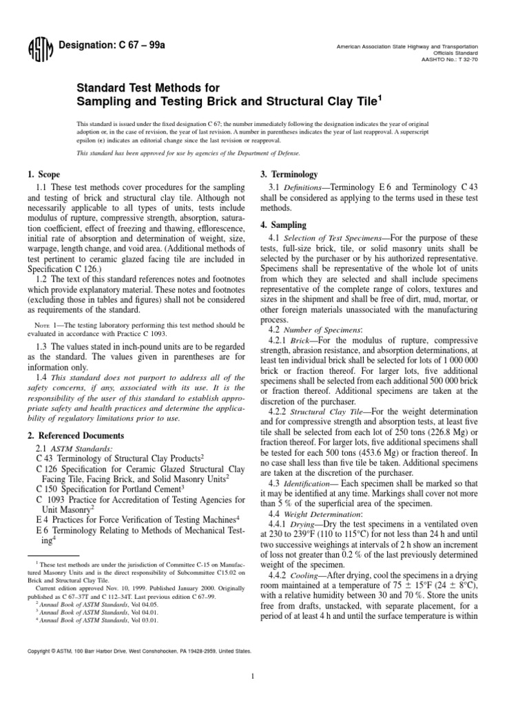 ASTM C 67 | PDF