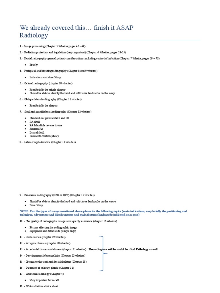 Dentistry Study Plan Overview | PDF | Radiography | Health Sciences