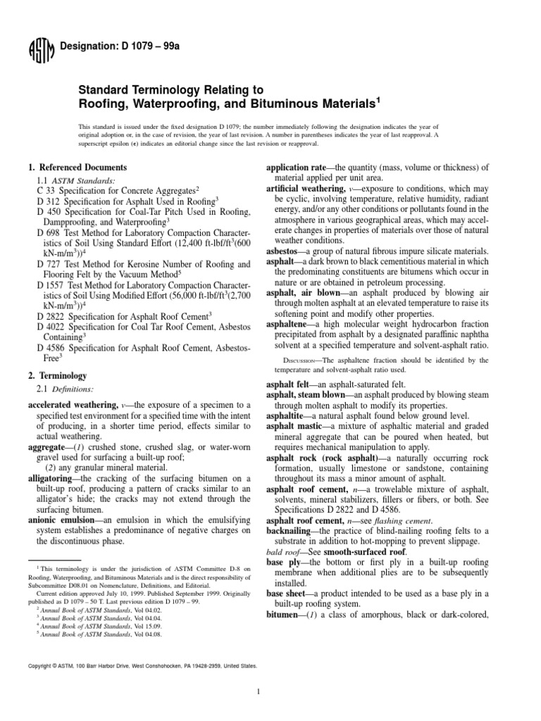 Astm D 1079 | PDF | Asphalt | Roof