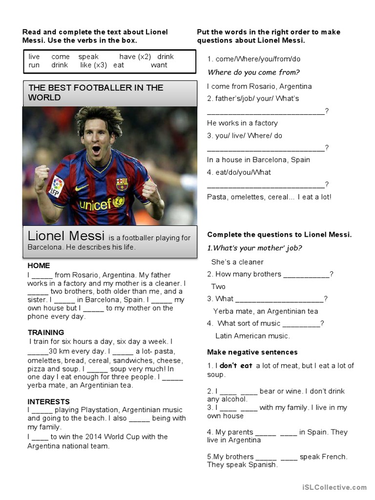 Beginner Messi - Present Simple | PDF | Linguistics