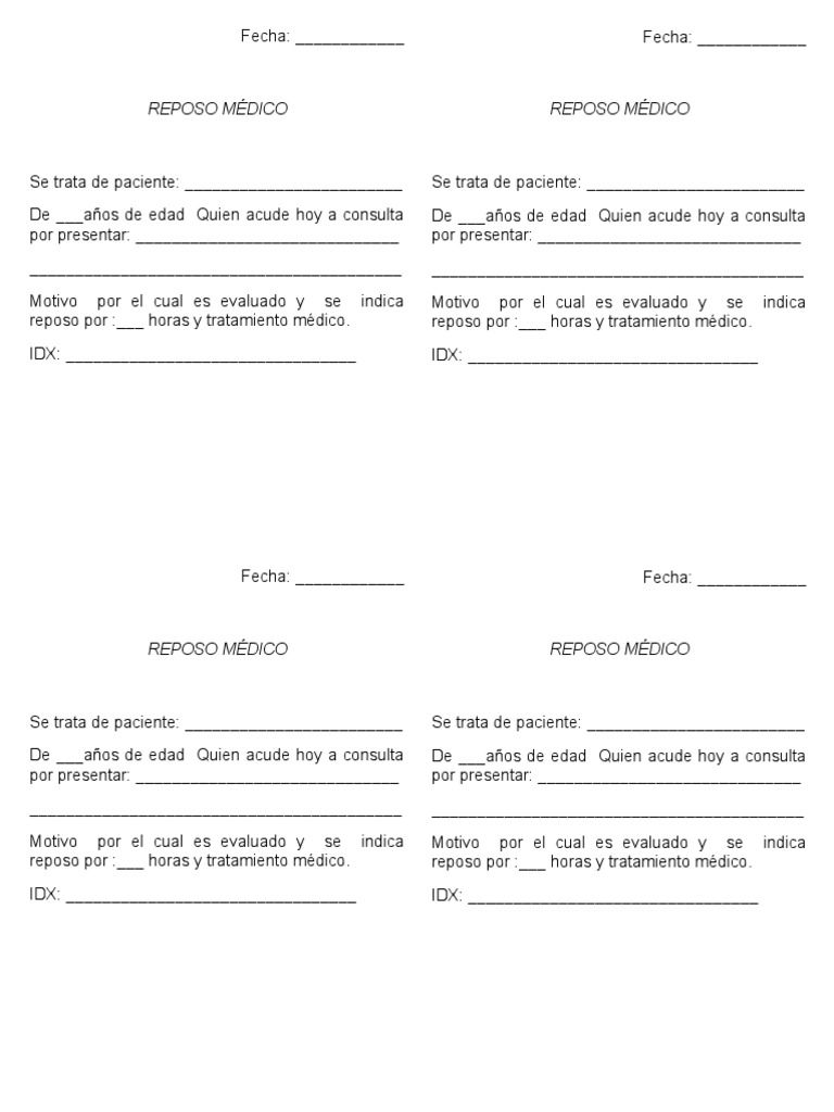 Formato de Reposo Médico en Venezuela | PDF