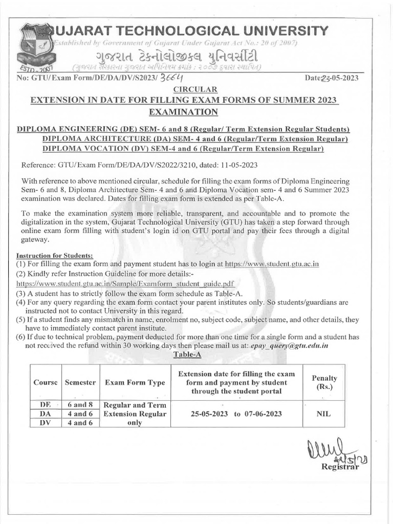 6 Th Sem Regular Exam Form May 2023 Pdf