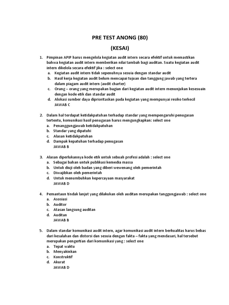 Pre Post Test Kesai PDF