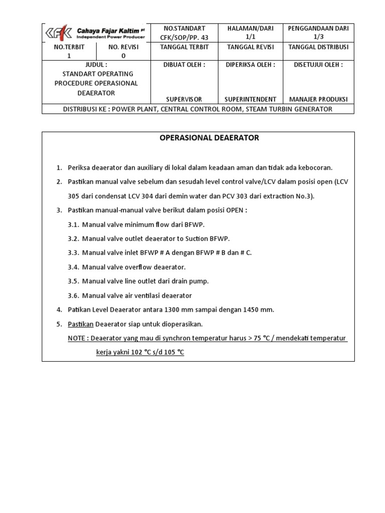 Operasional Deaerator | PDF
