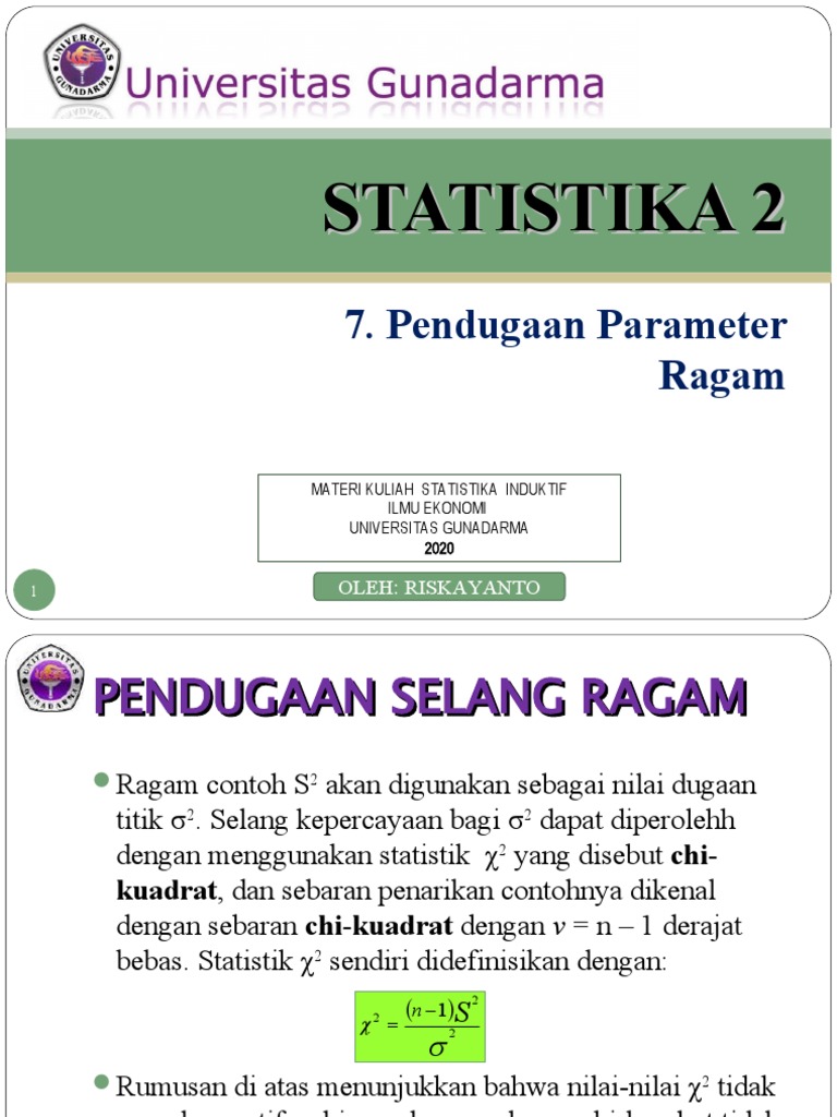 Statistika II - Modul 7 Pendugaan Parameter Ragam | PDF