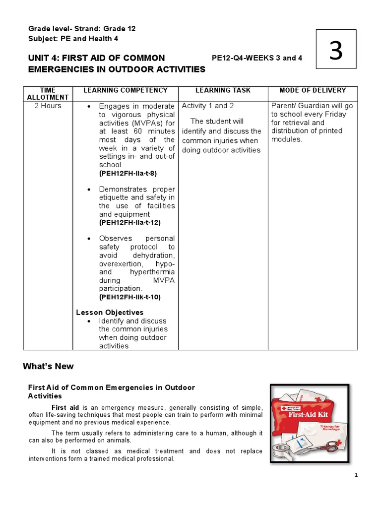 pe-4-week-3-and-4-module-q4 | PDF | Wound | Injury