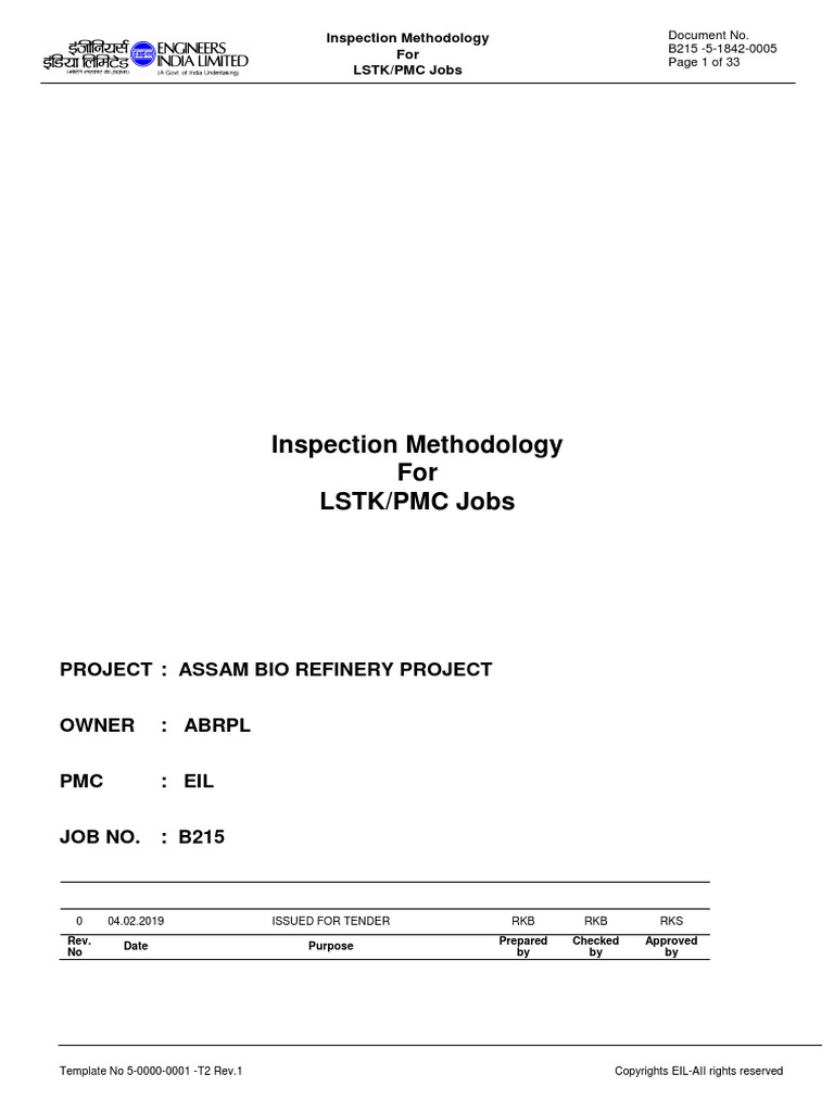 LSTK PMC Inspection Methodology For Assam Bio Refinery Project ...
