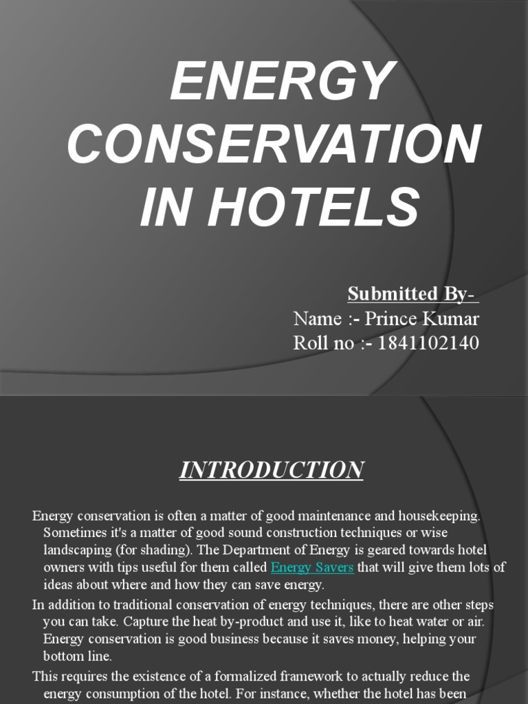 Energy Conservation in Hotel | PDF | Energy Conservation | Efficient ...