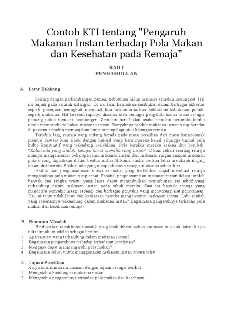 Contoh KTI Tentang Pengaruh Makanan Inst | PDF