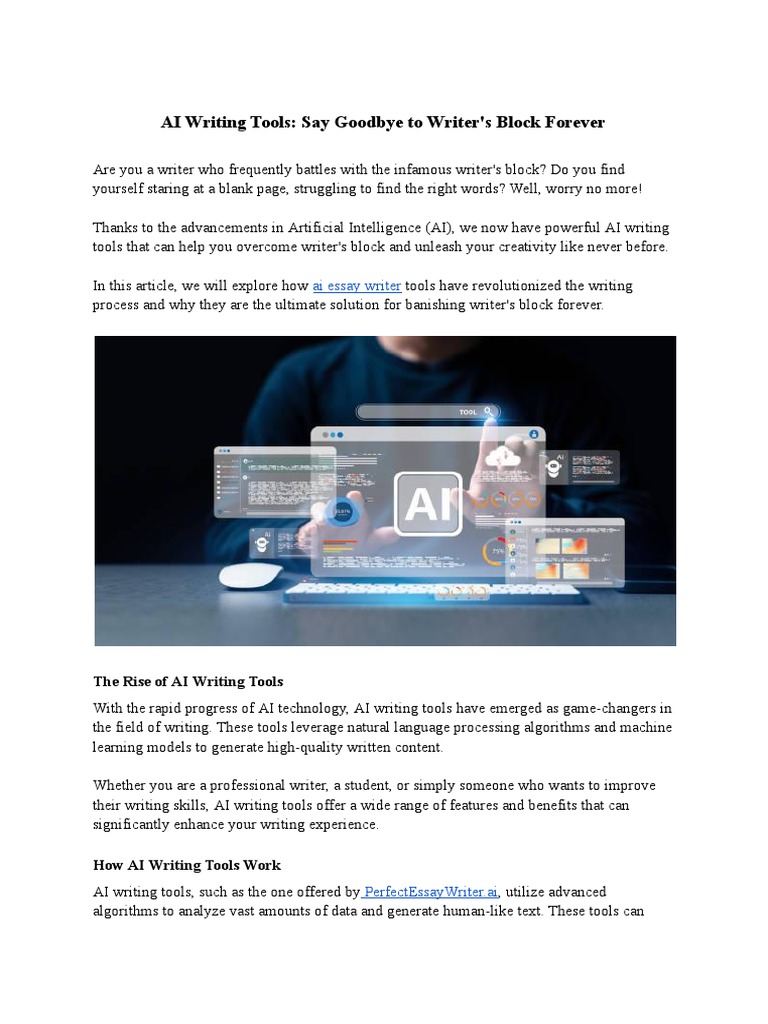 AI Writing Tools - Say Goodbye To Writer's Block Forever | Download Free PDF | Artificial ...