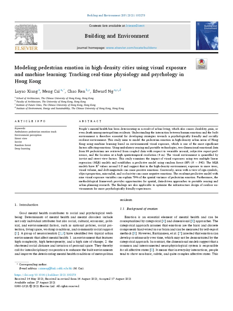 Building and Environment: Luyao Xiang, Meng Cai, Chao Ren, Edward NG | PDF | Emotions ...