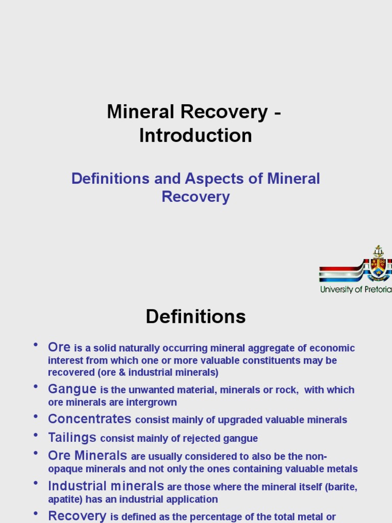 Mineral Recovery | PDF | Industrial Processes | Applied And Interdisciplinary Physics