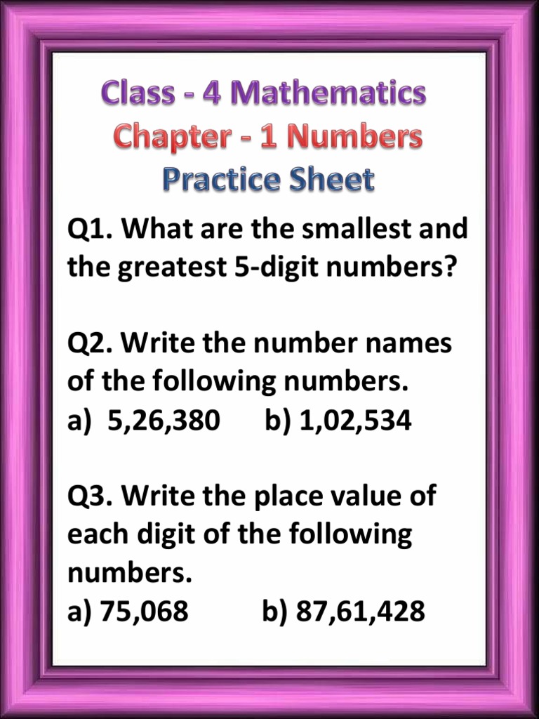 Ch-1 Numbers Practice Sheet-1 | PDF