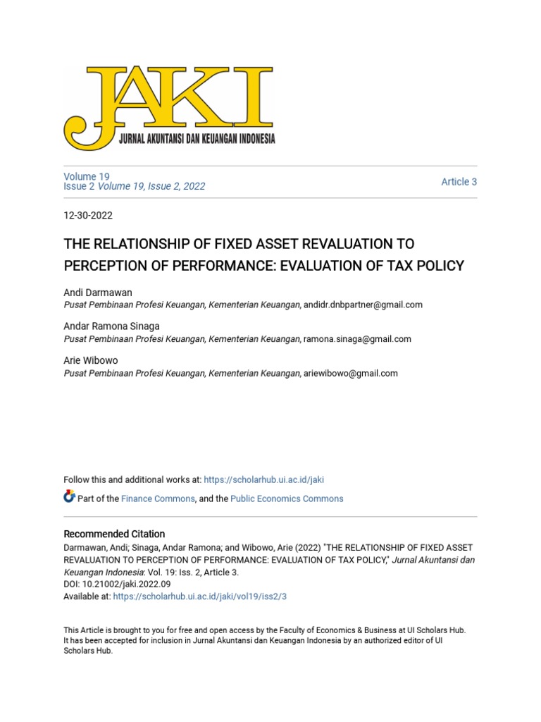 The Relationship of Fixed Asset Revaluation To Perception of ...