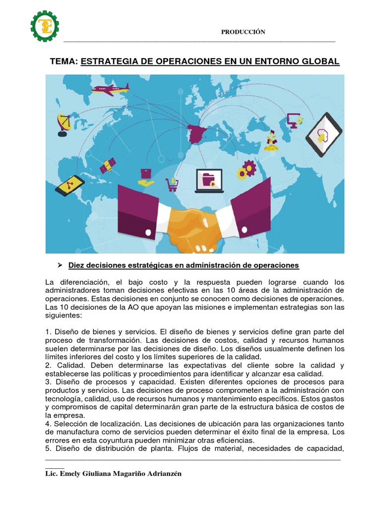 Estrategia de Operaciones en Un Entorno Global | PDF | Calidad (comercial) | Gestión de recursos ...