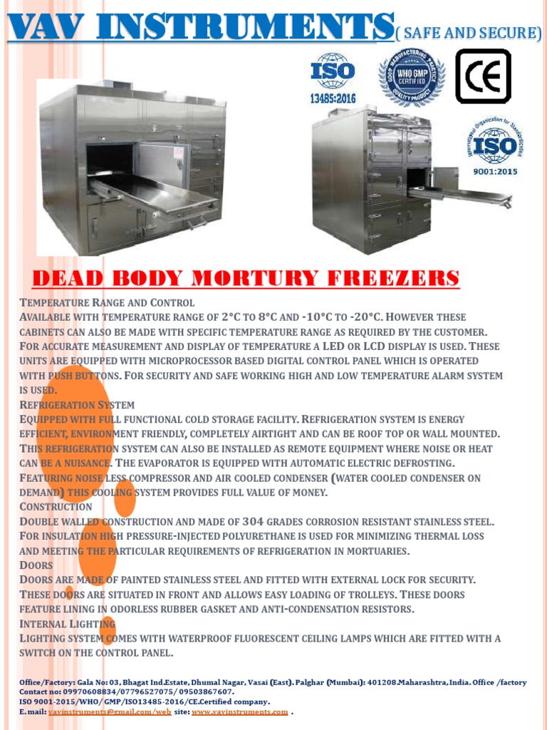 Dead Body Mortuary Freezer | PDF | Refrigerator | Building Automation