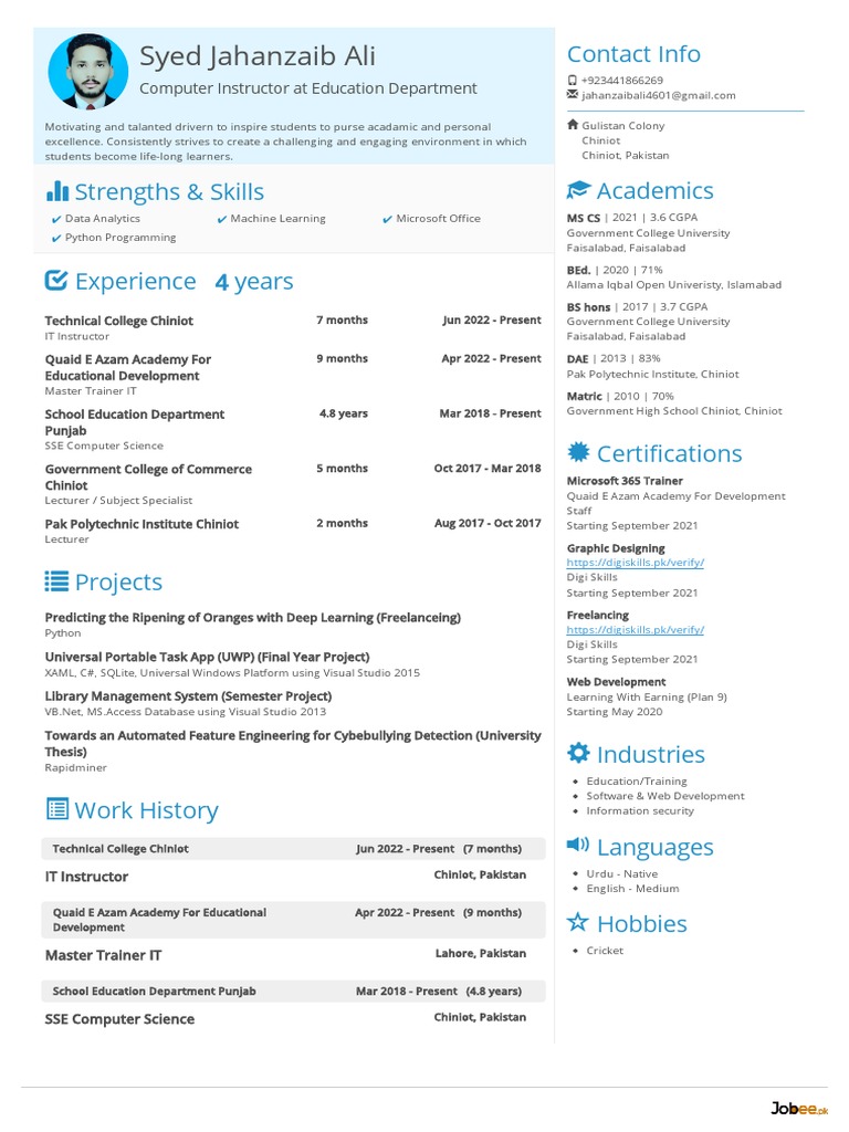 Syed Jahanzaib Ali CV | Download Free PDF | Software | Computing