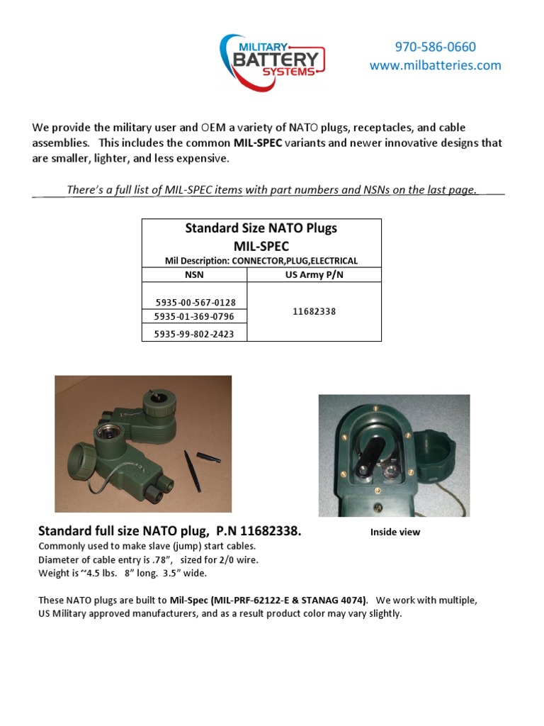 NATO Electrical Connectors and Cables | PDF | Electrical Connector | Ac ...