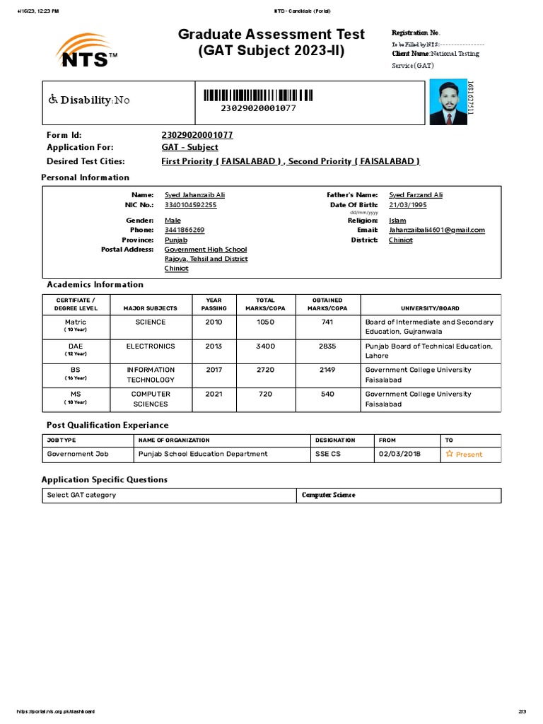 NTS - Candidate (Portal) | PDF