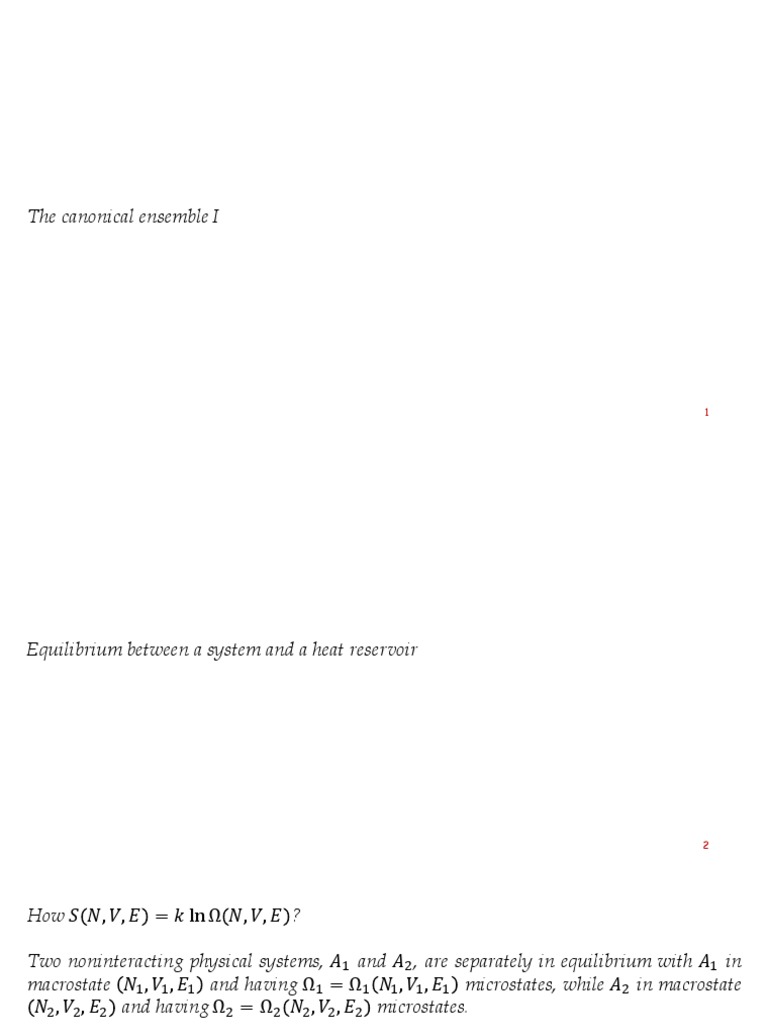 The Canonical Ensemble I | PDF | Applied Probability | Metrology