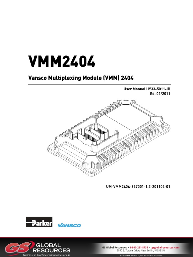 Parker Vansco vmm2404 Stand Alone CANJ1939 User Manual Instruction Book ...