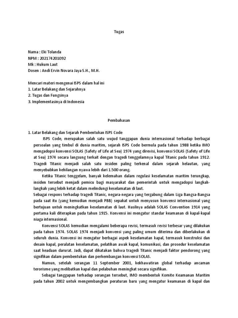 Sejarah dan Implementasi ISPS Code | PDF