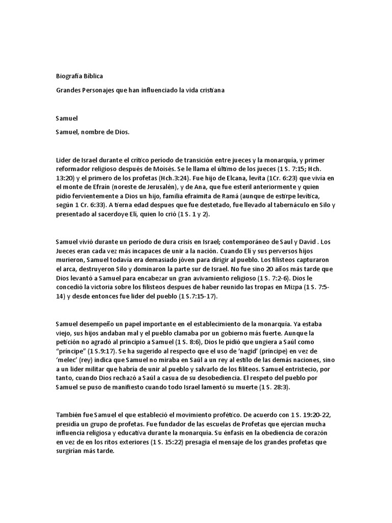 Biografía de Samuel: Último Juez y Profeta | PDF | Samuel | Saulo