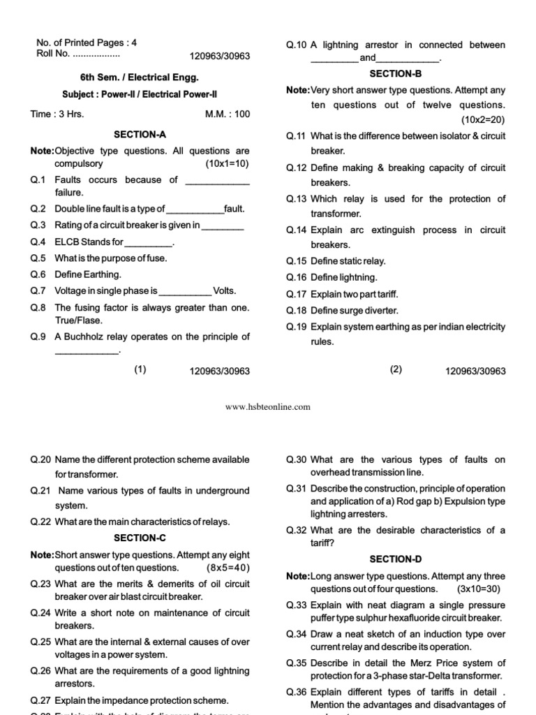 Elect 6 Sem Electrical Power 2 Power 2 120963 Dec 2019 PDF