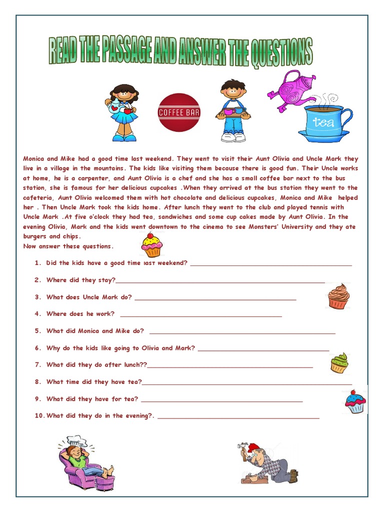 Read The Passage Reading Comprehension Exercises - 58410 | PDF