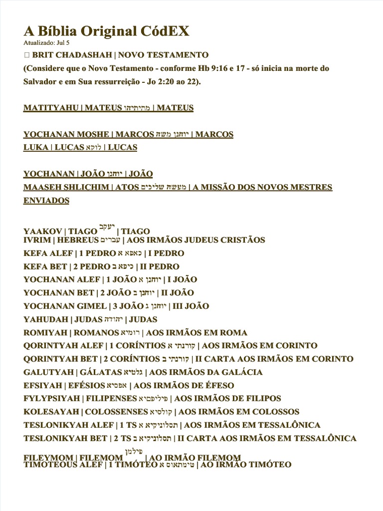 Bíblia Original Códex Atualizada | PDF