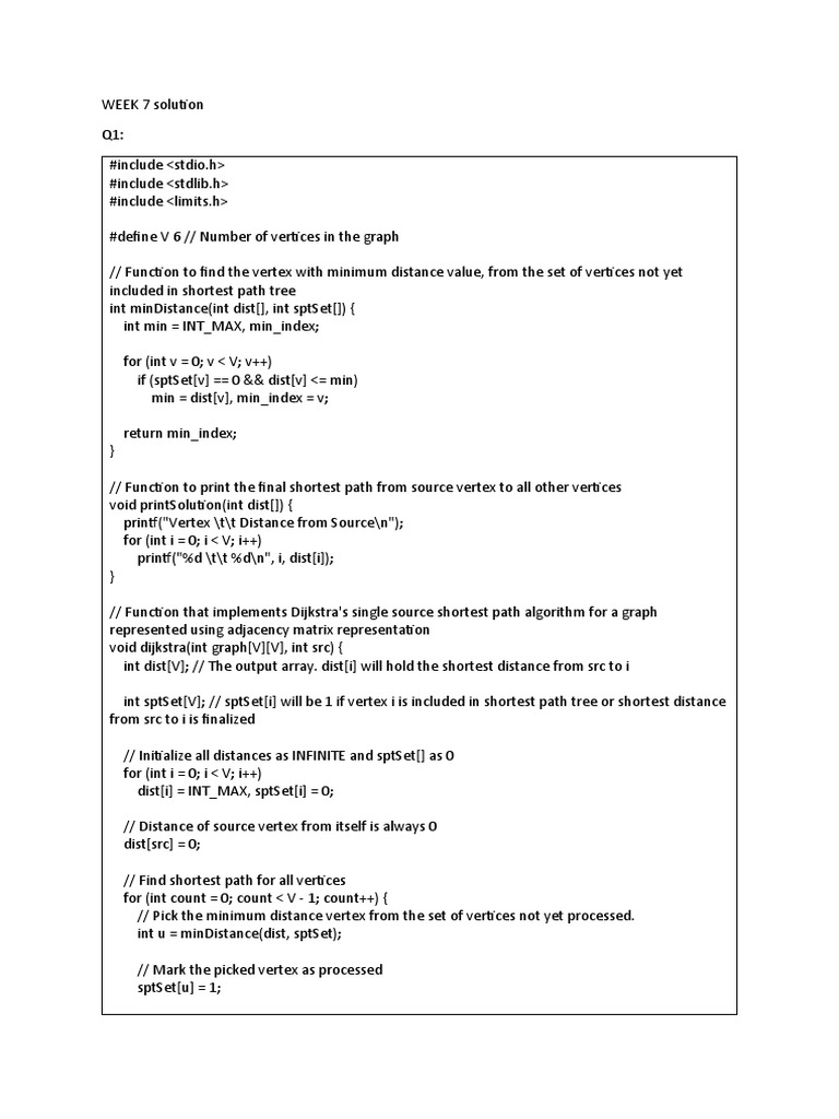Week 7-11 Solutions | PDF | Vertex (Graph Theory) | Mathematical Analysis