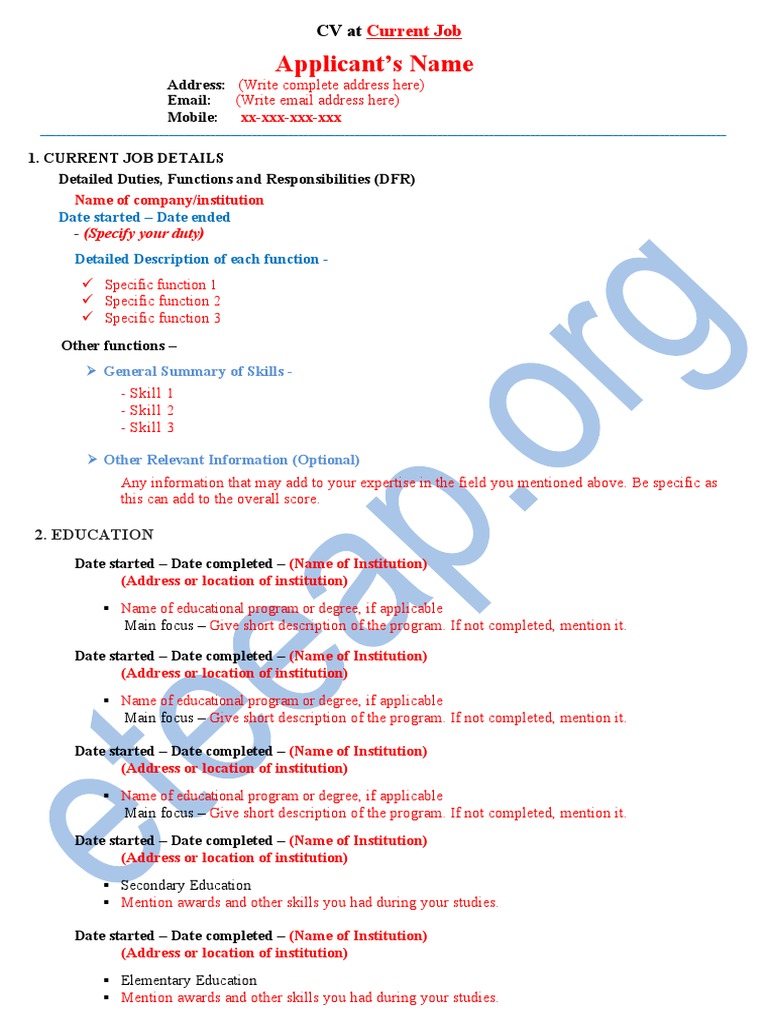 Sample CV | PDF