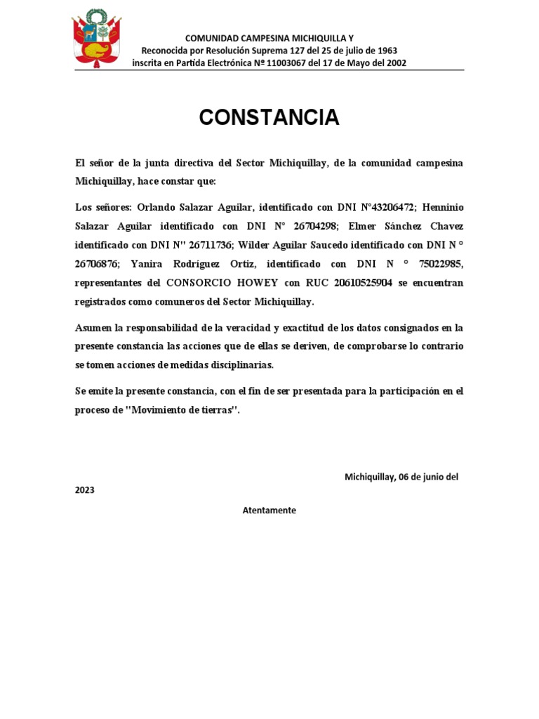 Constancia | PDF