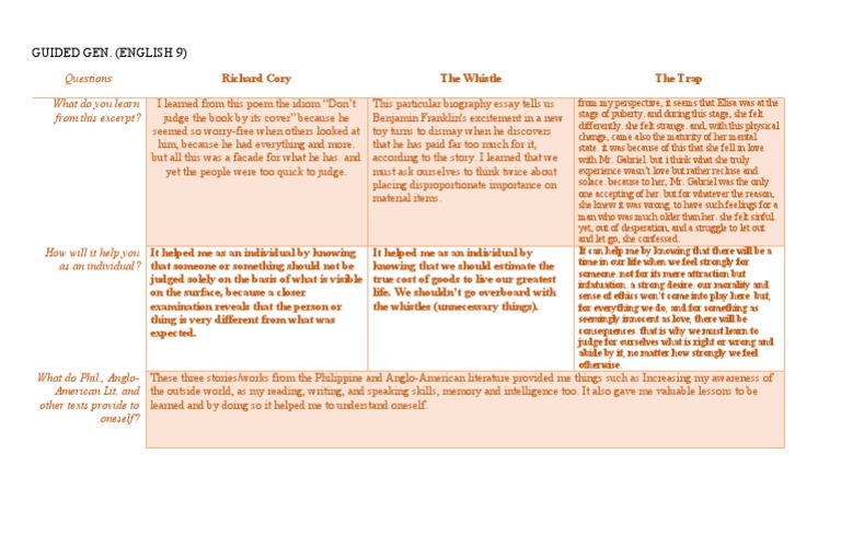 Guided Generalization ENGLISH 9 (For Students) | PDF | Cognitive ...