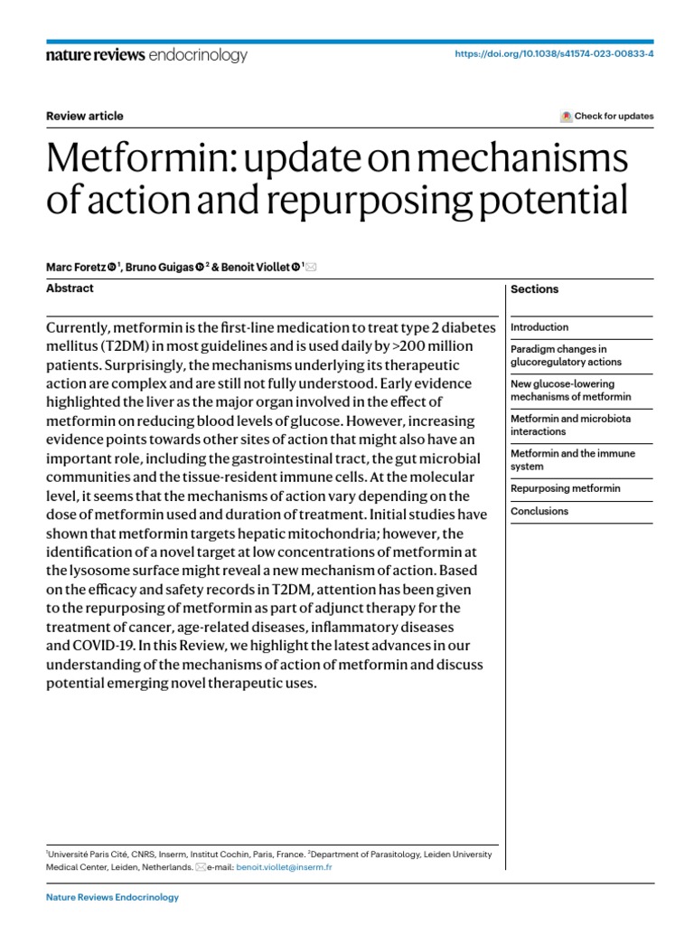 Metformin: Update On Mechanisms of Action and Repurposing Potential | PDF