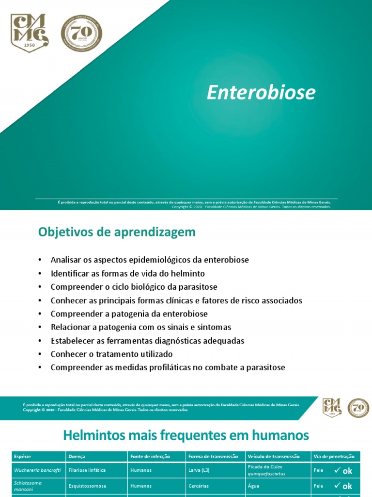 Enterobiose | PDF | Especialidades médicas | Ciências da Saúde