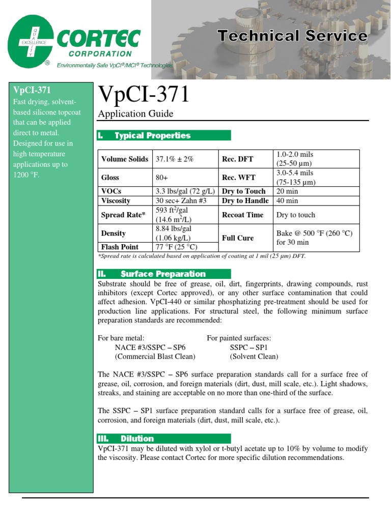 Cortec, VpCI-371 Application Guide | PDF | Pressure | Building Engineering